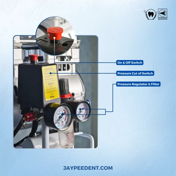 Dental Air Compressor, Oil Free, 1 HP Motor, 40 Liter Tank, For Dental ...